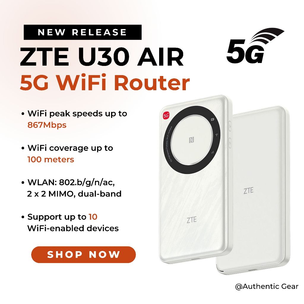 Original ZTE U30 Air 5G Pocket WiFi Router Support up to 10 Devices ...