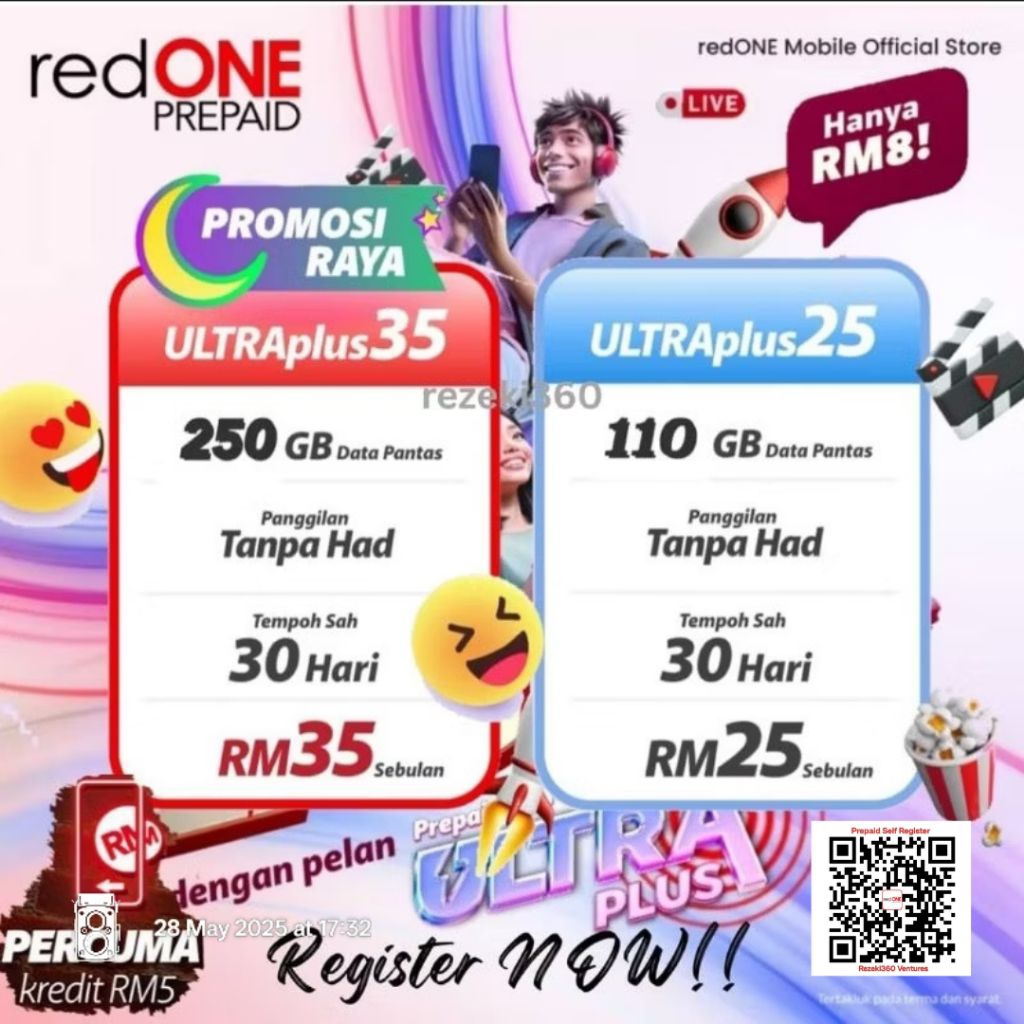 (FREE100GB + Unlimited call for 30 days) RedONE PREPAID SIM CARD NEW ...