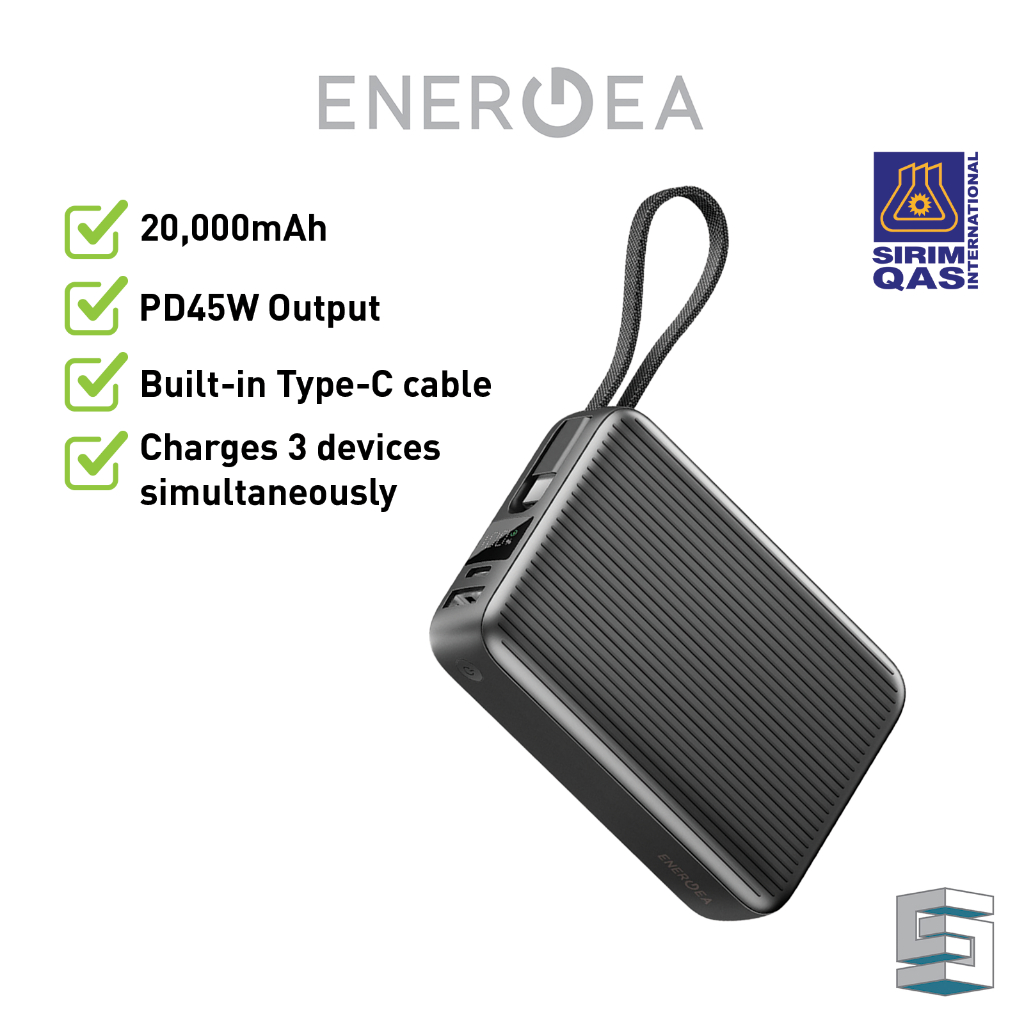 ENERGEA Integra Ultra 45, 20000mAh Power Bank with Built In USB-C Cable ...