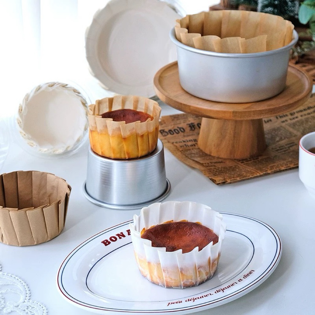50pcs CAKE PAPER LINER BASQUE BURNT CAKE PAPER TRAY baking need ...