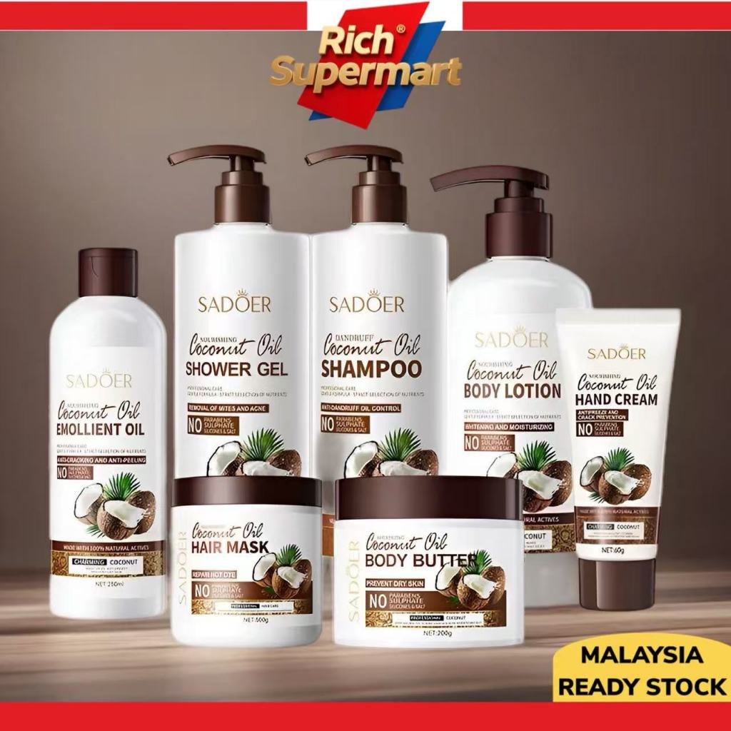 SADOER Coconut Oil Shampoo Hair Mask Body Wash Cleanser Lotion Oil Control Nourishing Amino Acid ...