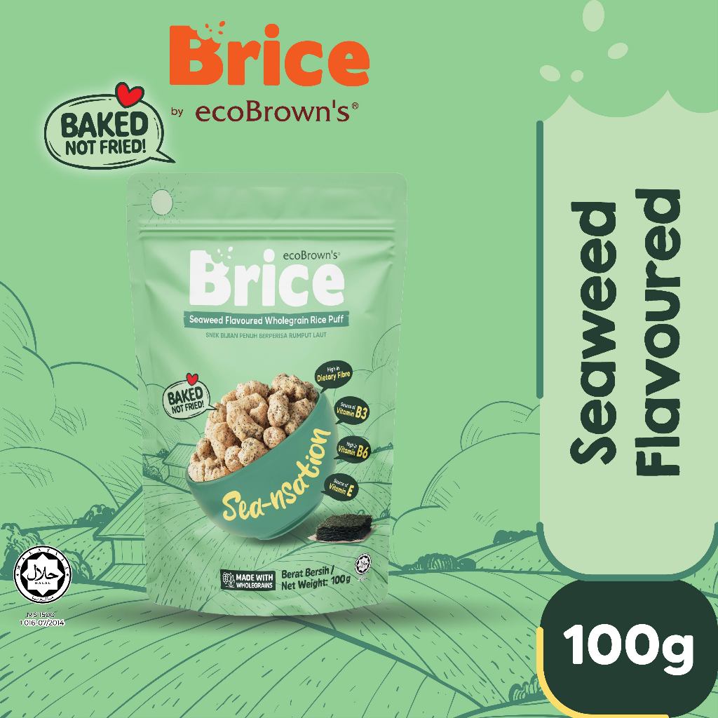 [100g] ecoBrown’s Brice Seaweed Flavoured Wholegrain Rice Puff | Baked, Not Fried | High Fibre ...