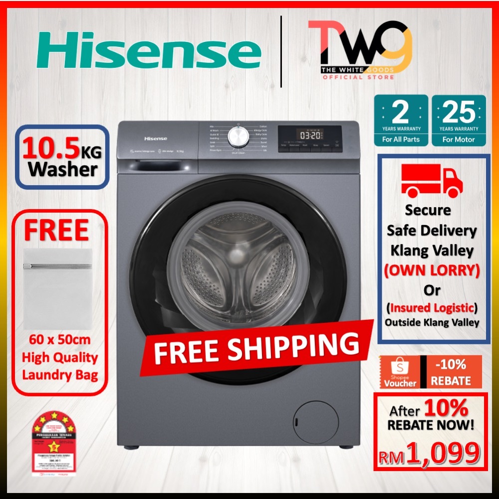 [FREE SHIPPING] HISENSE / TOSHIBA 10.5KG Inverter Front Load Washer ...