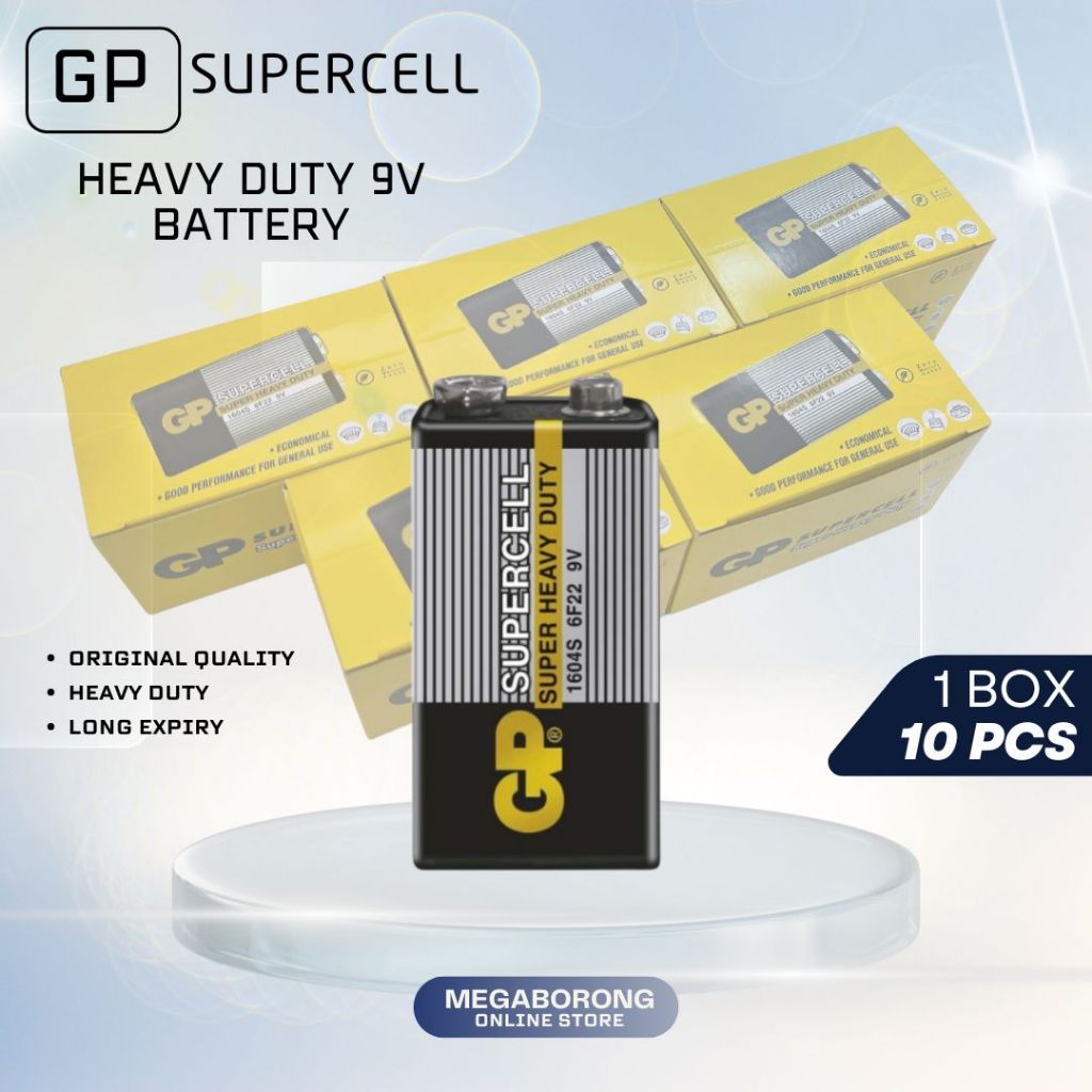 GP Supercell Heavy Duty Long Lasting Durable Original 9V Square Battery ...