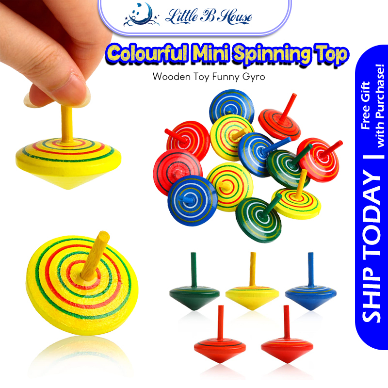 [Little B House] Wooden Toy Mini Spinning Top Toy Classic Toys Birthday ...