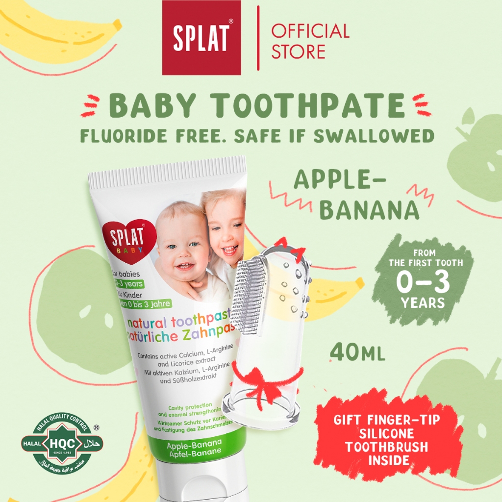 SPLAT BABY Apple-Banana Toothpaste + Finger-tip toothbrush(Ages 0-3 ...