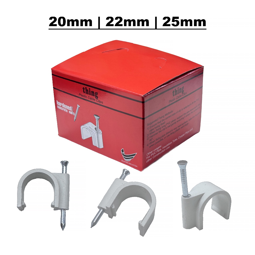 Cable Clip Concrete Nails PVC Clip Wiring Clips 20mm / 22mm / 25mm ...