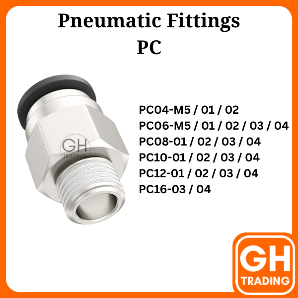 Pneumatic Fitting Air Hose Connector PC Straight Male Union 4mm 6mm 8mm 10mm 12mm 16mm | Shopee ...