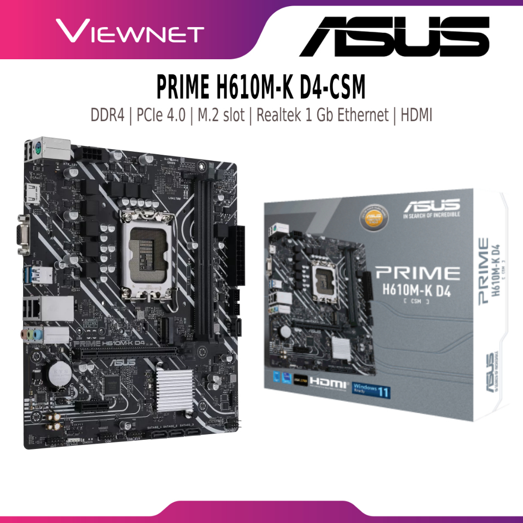 ASUS PRIME H610M-K D4-CSM D4 DDR4 1700 MOTHERBOARD COMBO PROCEESOR INTEL - I3- 12100 | I5- 12400 ...