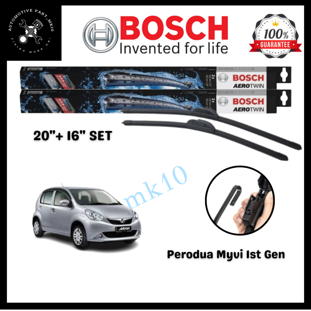 Bosch Aerotwin Retrofit U Hook WIPER SET 20"+16" 3397013318 3397013314 Perodua Myvi Toyota ...