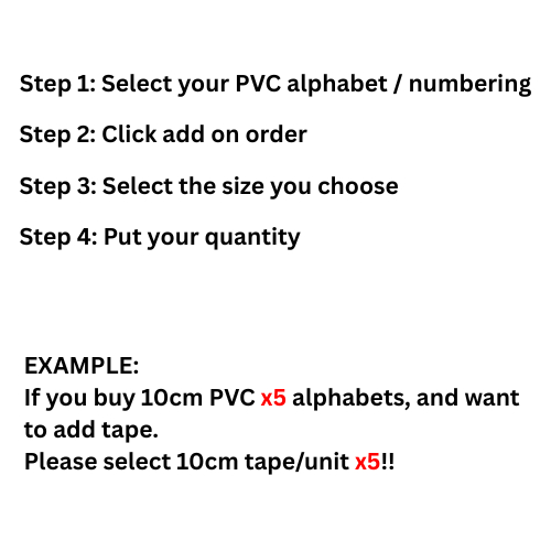 Special link to add on double sided tape for PVC Alphabet & Numbering ...