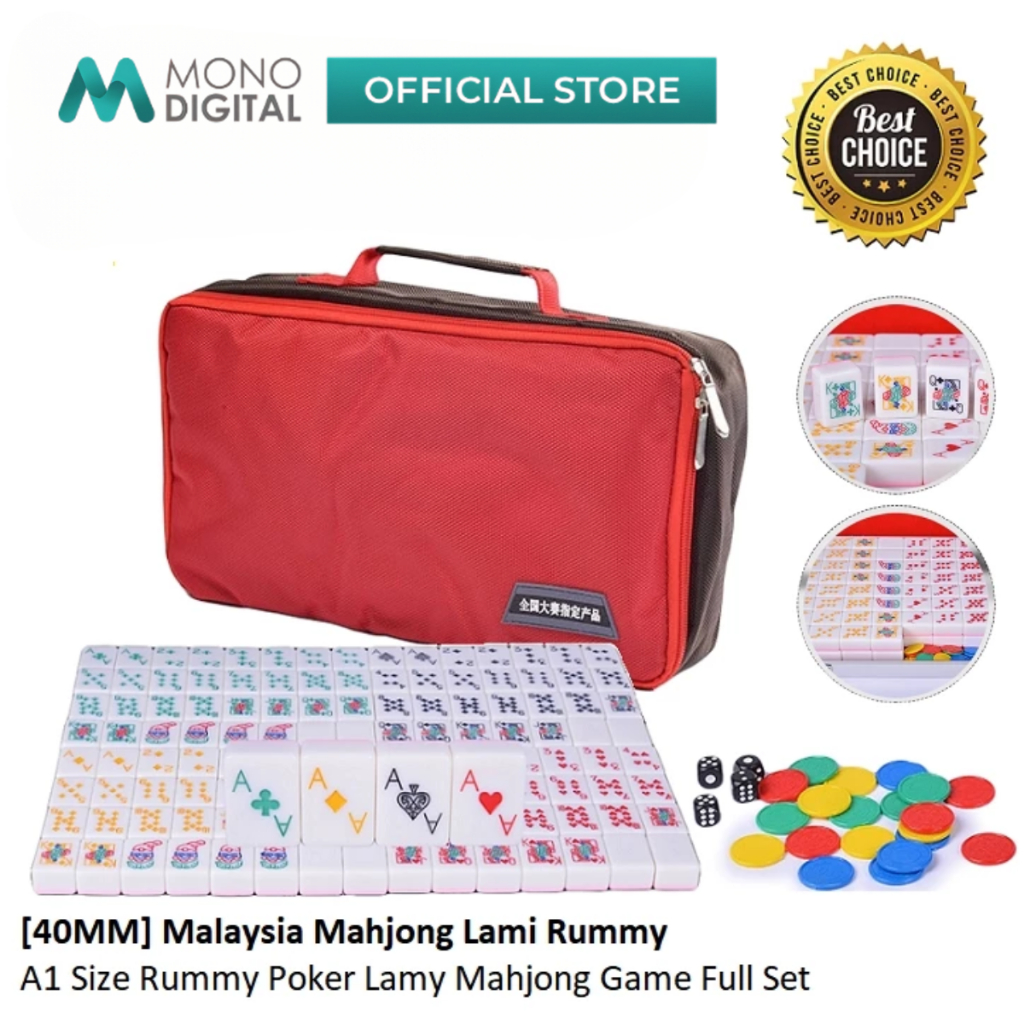 A1 Mahjong Lami Rummy [37mm/40mm] Crystal Gold Malaysia 麻将 拉米 牌 Full ...