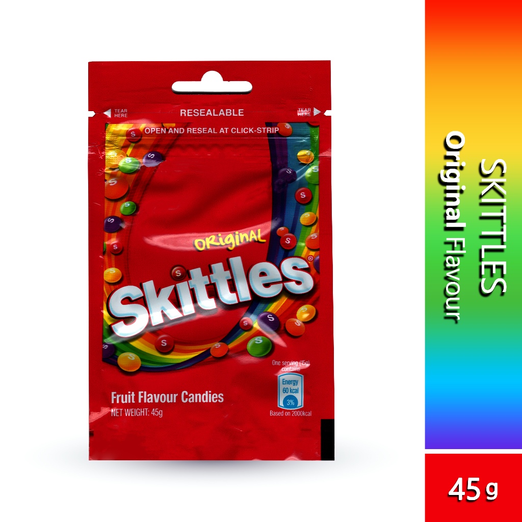 Skittles Original (Fruit Flavour Candies) 45g (in 1 Resealable Bag ...