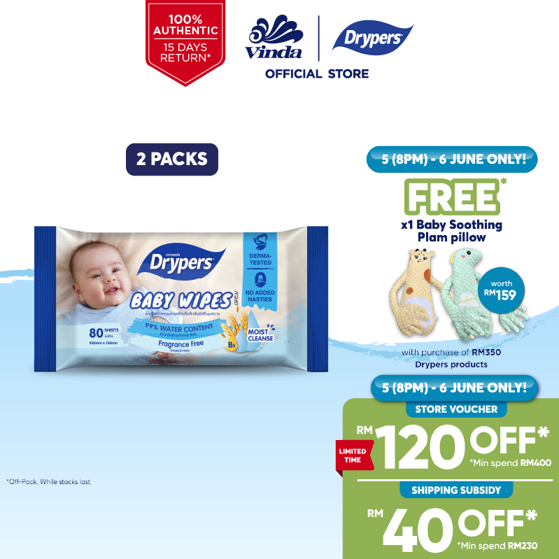 Drypers Fragrance Free Wipes (2x30s) / (2x80s) | Shopee Malaysia