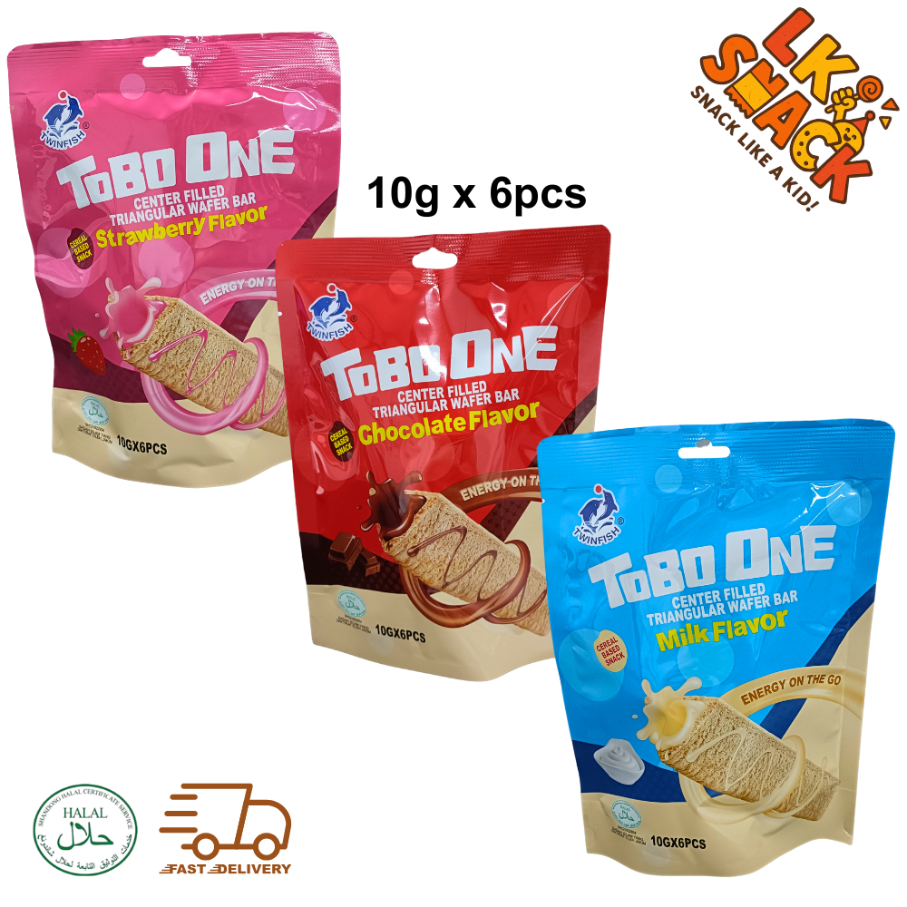 Twinfish Tobo One Center Filled Triangular Wafer Bar [10g x 6pcs ...