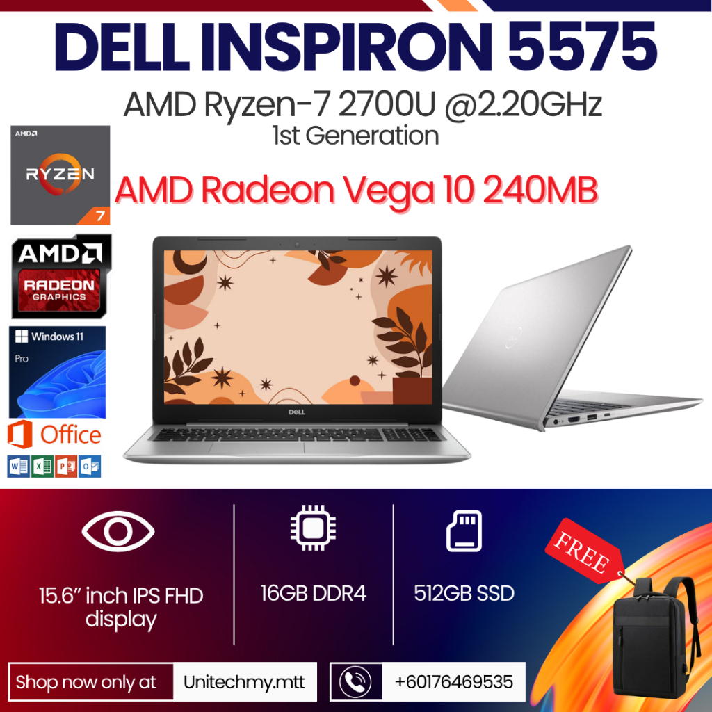 Dell Inspiron 7380, 7352 (2 in 1), 5370 AMD graphics , 5575 Ryzen 7 AMD graphics, 32GB 1TB M.2 ...