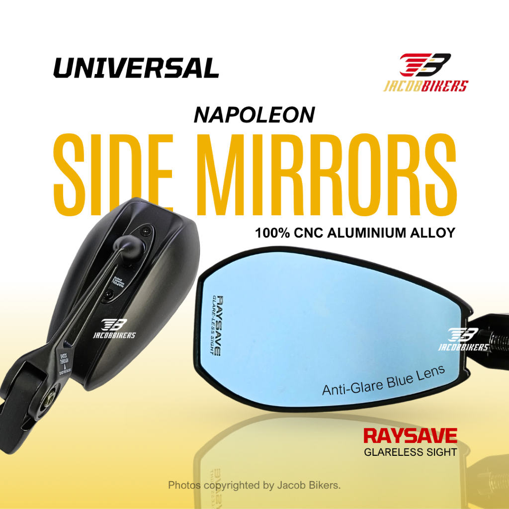 Universal Motorcycle Napoleon Blue Lens Side Mirrors CNC Aluminium ...