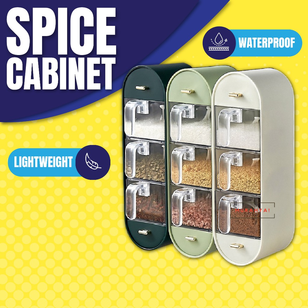 Kitchen Spice Jar Seasoning Box Set Punch Free Wall Mount Transparent ...