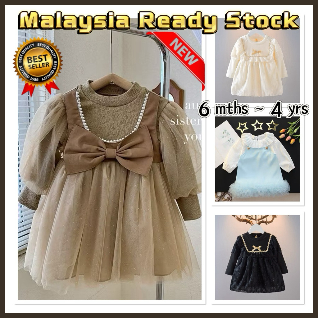 Dress Baby Girl 6m~4Yrs Small Bear Dress Korean style Fashion Baju Gaun ...