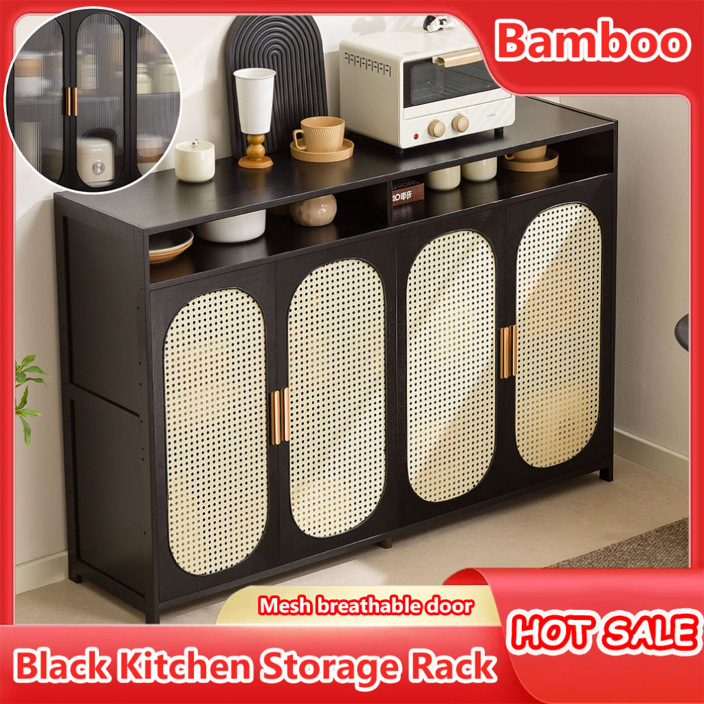 🔥Ready Stock🔥Kitchen Storage Cabinet Black Multi-Layer Sideboard ...