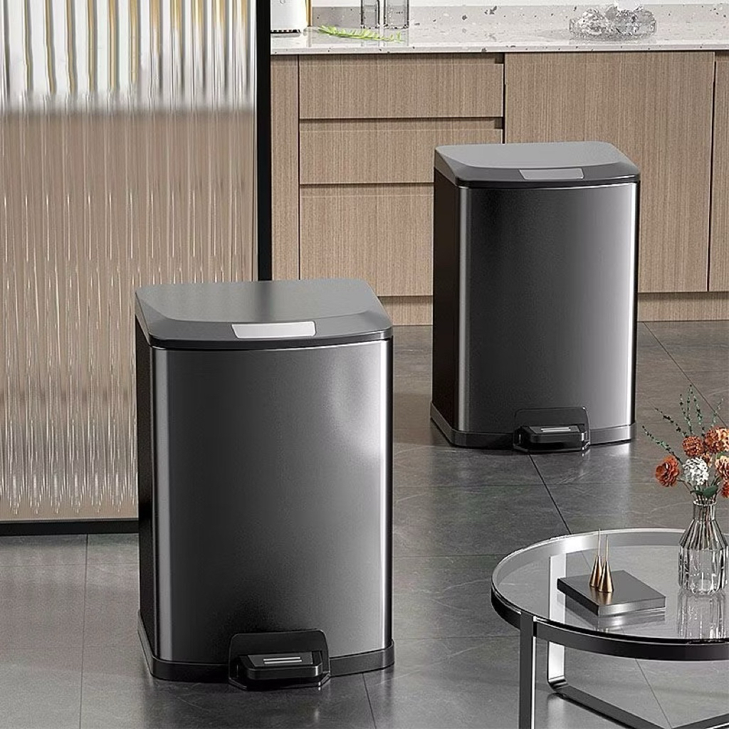 High Quality 10L Stainless Steel Rubbish Trash Box Pedal Trash Can ...