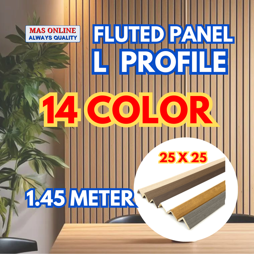 Panel Dinding L PROFILE Fluted wall panel WPC Fluted Panel PVC Slat ...