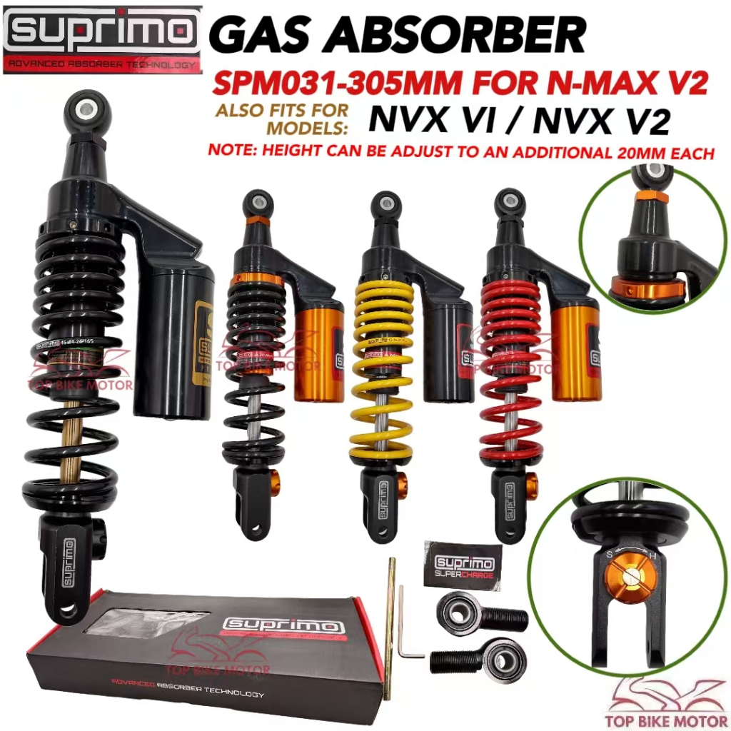 SUPRIMO NMAX V2 NVX V1 V2 SINGLE ADJUSTABLE GAS ABSORBER 305MM SPM031 ...