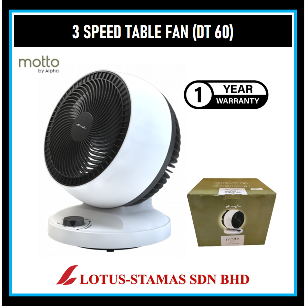 🔥FREE SHIPPING🔥 ALPHA Motto Desk Fan DT60 7 inches 3 Speeds Table Fan ...