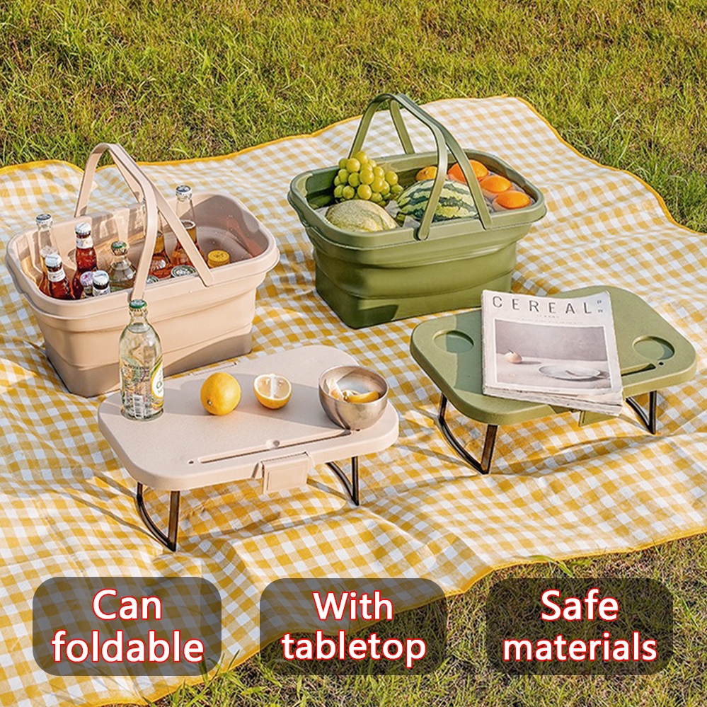Camping Equipment Multi-Functional Folding Table Basket Camping Storage ...