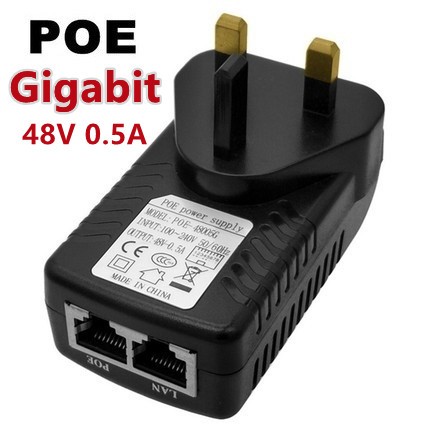 Gigabit 48v 0.5A POE Injector Adapter Power Supply UK Wall Plug Power ...