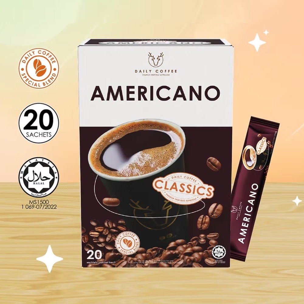 Daily Coffee Americano Instant Coffee 20 Sachets Pure Soluble Coffee No ...