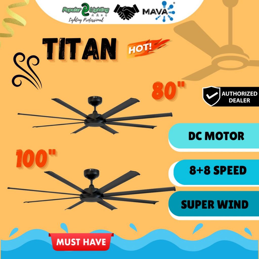 MAVA TITAN 80" 8 SPEED DC CEILING FAN WITH REMOTE CONTROL DCFAN KIPAS ...