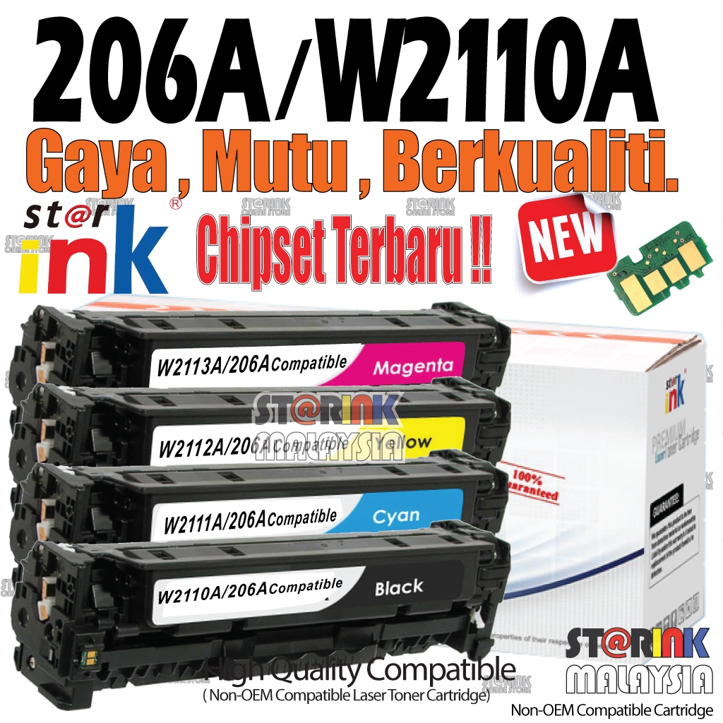 Compatible To HP 206A W2110A W2110X Color Laserjet Pro MFP M282nw ...