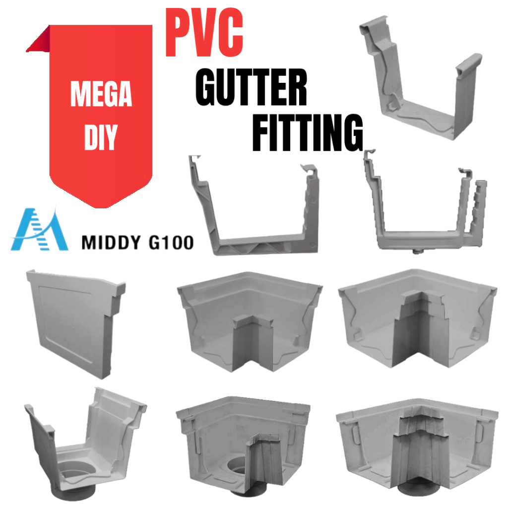 [1PCS] LOCAL MIDDY F300 PVC GUTTER MITRE FITTING PVC RAINWATER GUTTER ...