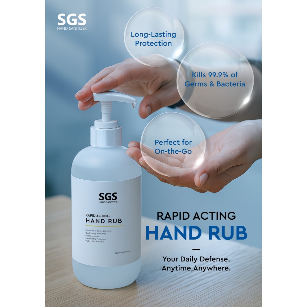 ️OFFER 5 foc 1 ️ SGS Hand Sanitizer hand Rub 500ml (Ethanol Alcohol) Kill 99.9% of Germ ...