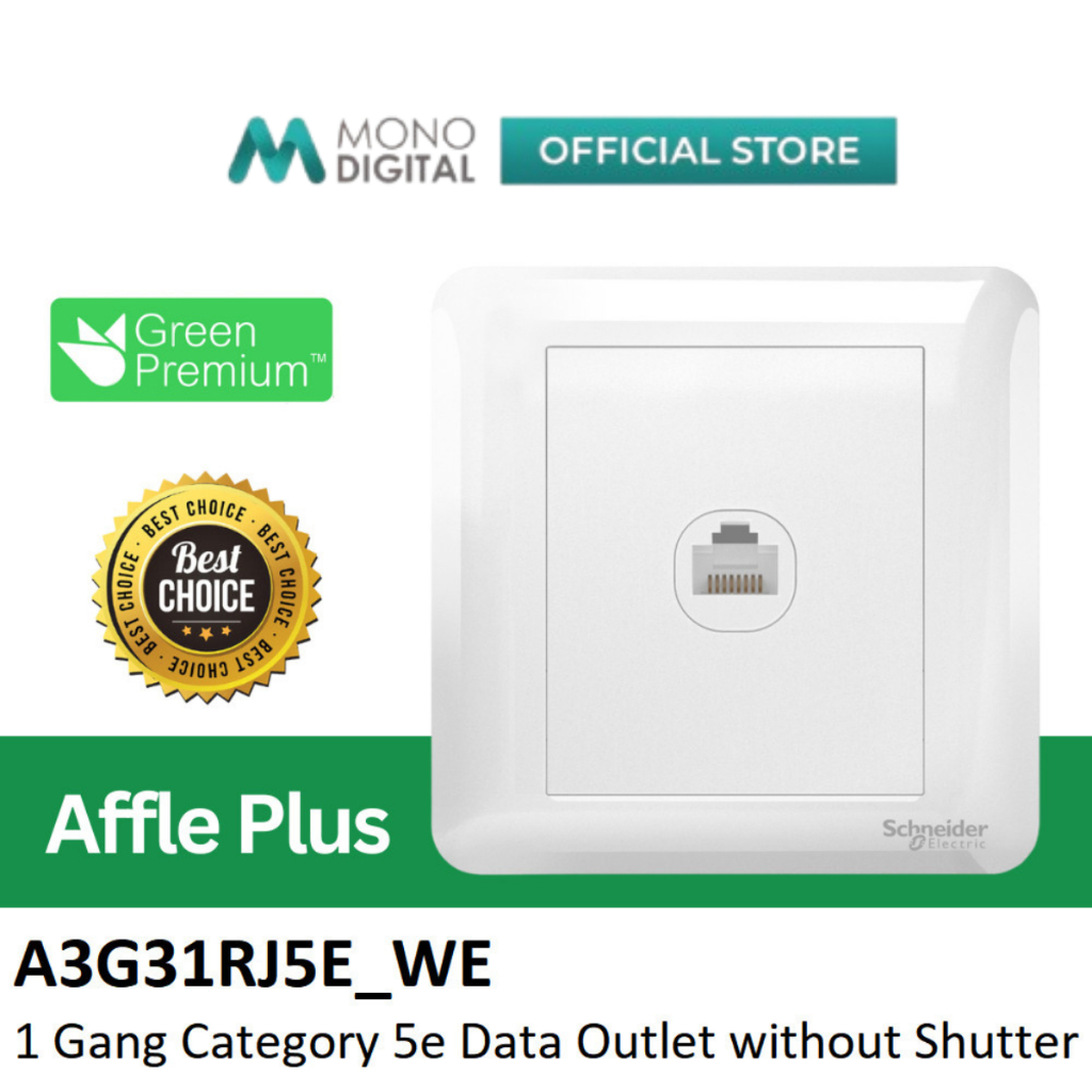 SCHNEIDER ELECTRIC AFFLE PLUS SERIES 1 GANG CATEGORY 5E DATA OUTLET / 6 ...