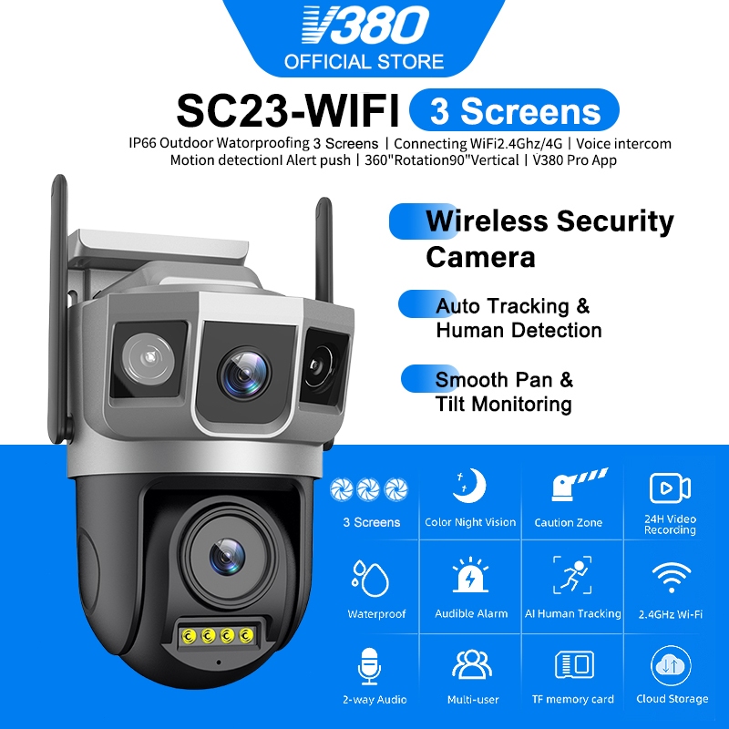 V380 Pro SC23 Wireless Three Screen Outdoor Waterproof Wifi 360 Cctv ...