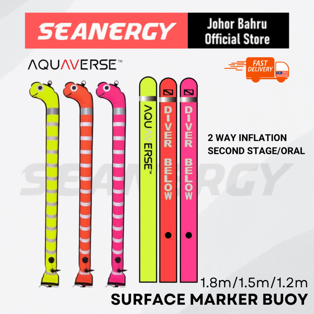 AQUAVERSE DSMB SMB 1.8m/1.5m/1.2m Surface Marker Buoy Float Signal Buoy ...