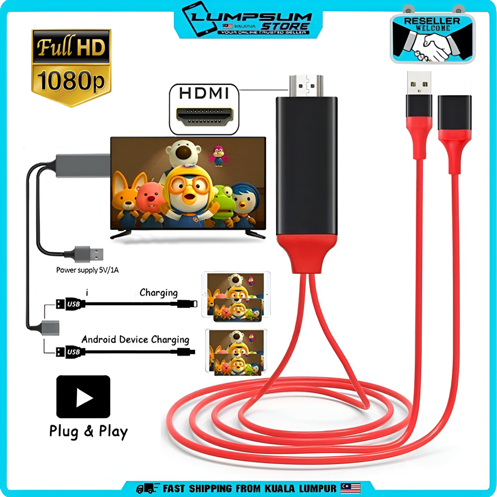 Universal HDMI Adapter Cable To HDMI 3 In 1 USB Cable Connector HD ...