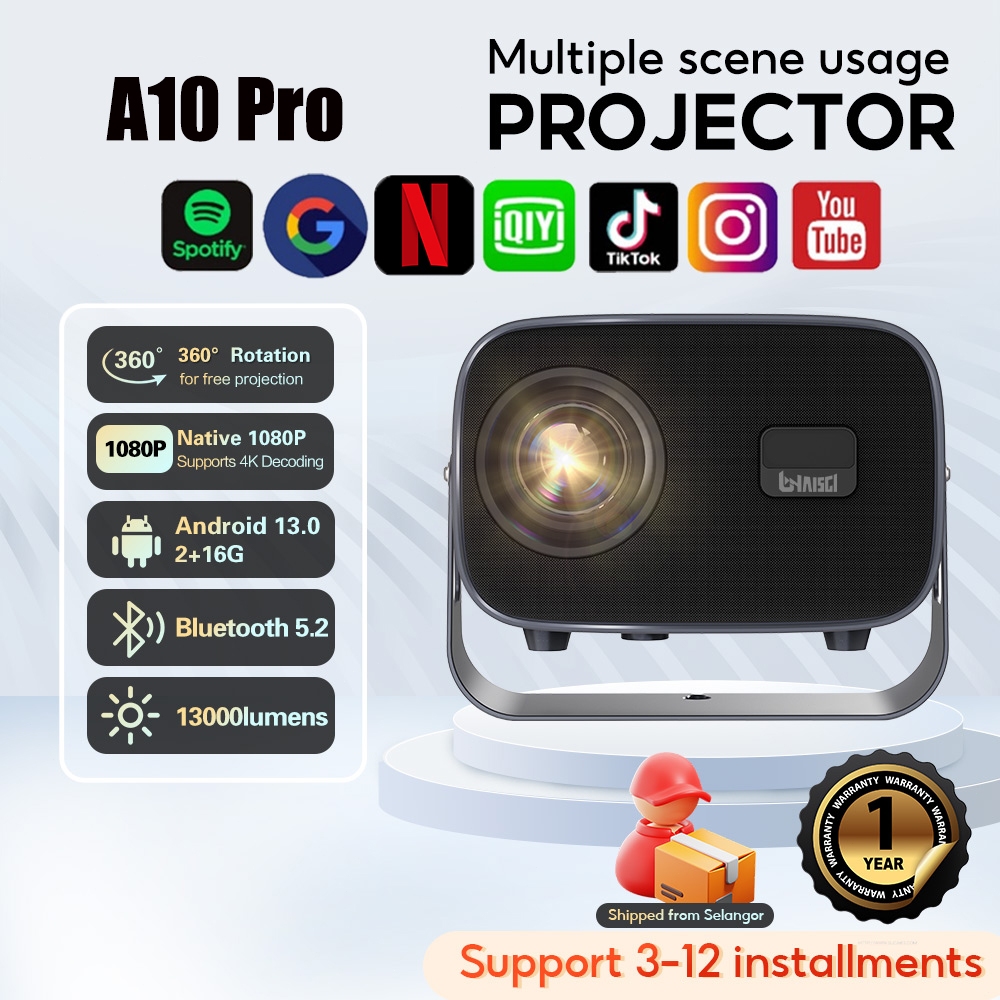 4K Projector 360° Flip Smart Projector Android 13 For Phone&Tablet ...