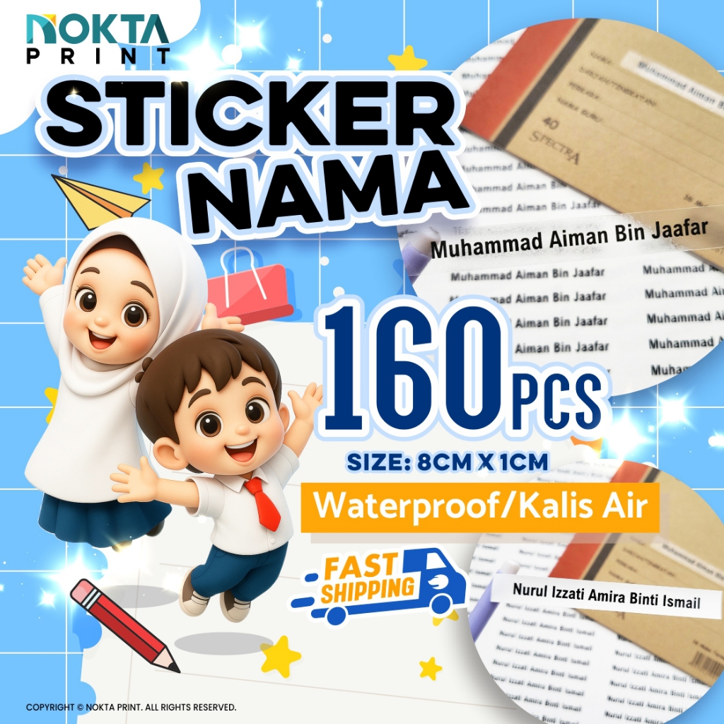 Sticker Nama Waterproof Transparent | 160pcs Waterproof Name Labels ...