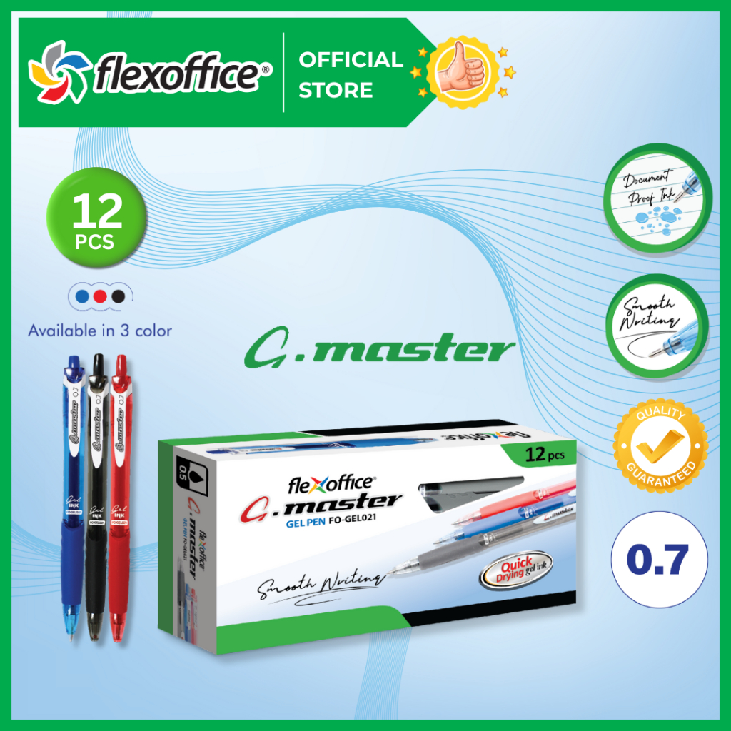 FlexOffice G-Master 0.7 Retractable Gel Pen Sign Pen - Black/Blue/Red ...