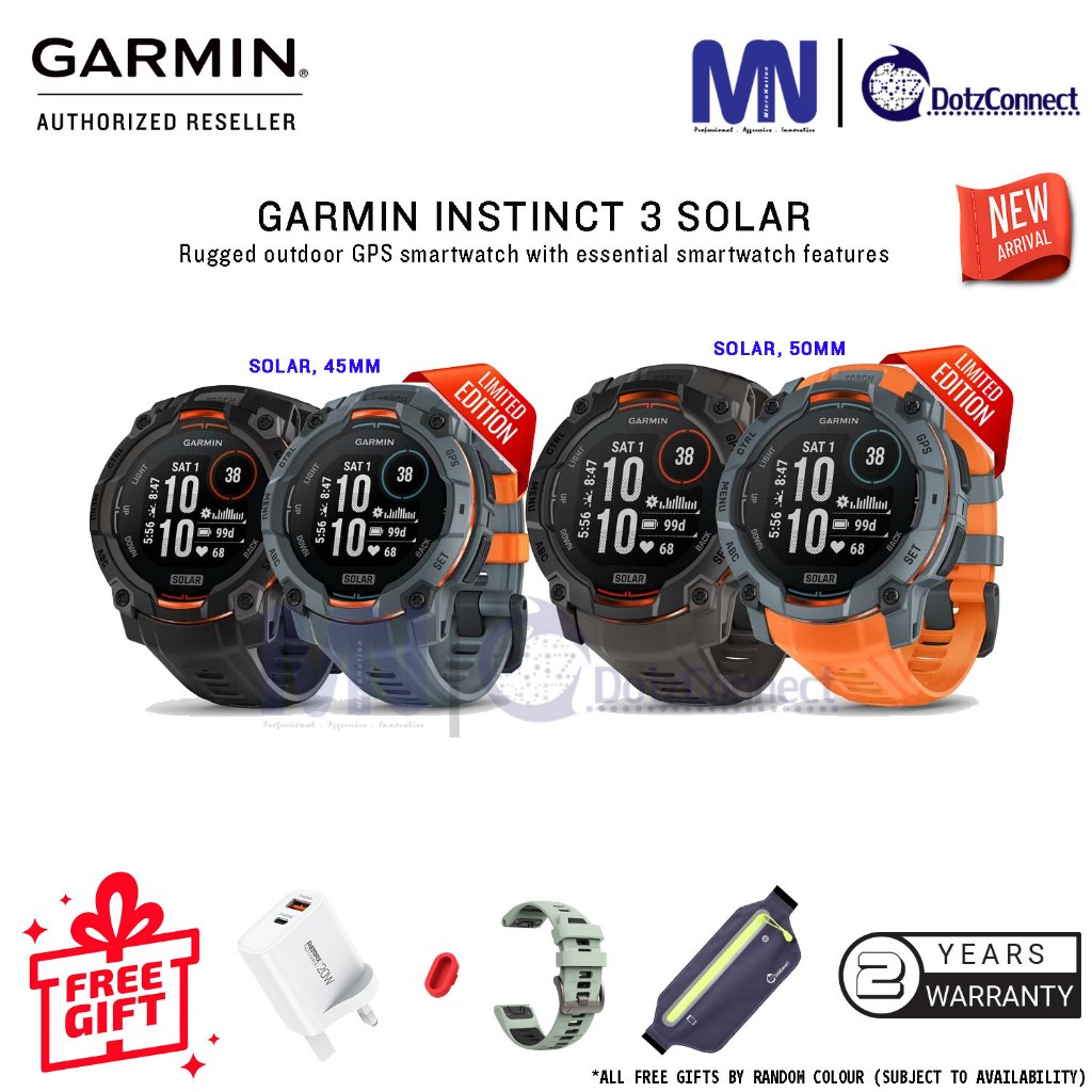 Garmin Instinct 3 SOLAR Series Rugged Outdoor GPS Smartwatch with ...