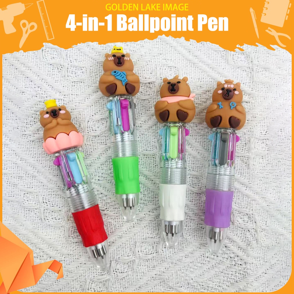 1Pc Random Cartoon Mini 4-in-1 Color Ballpoint Pen Student Stationery ...