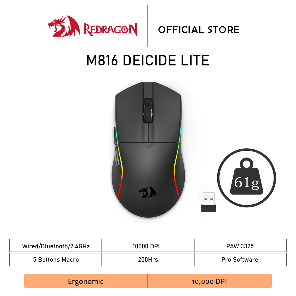 Redragon M816 RGB Lit Deicide Lite Wireless Gaming Mouse | Shopee Malaysia