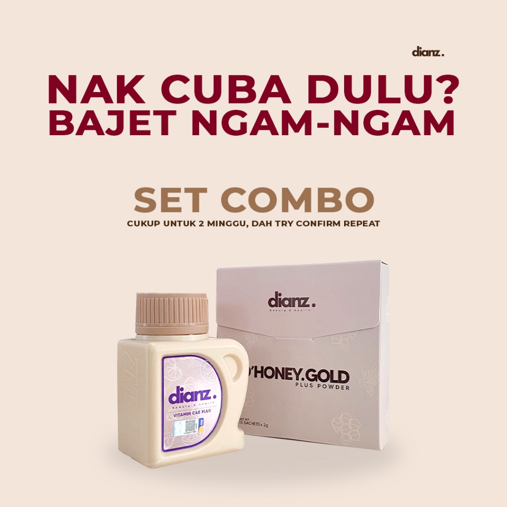 [COMBO ] Dianz Vitamin C&E + D’Honey Gold | Vitamin Kulit Glowing & HB ...