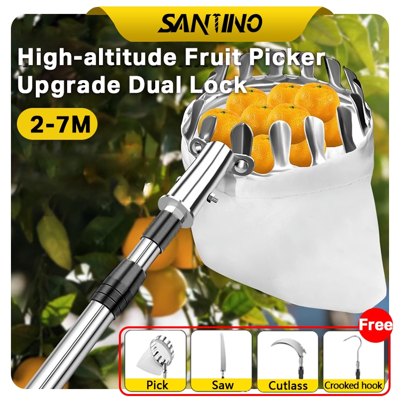 7M Telescopic Fruit Picker High Pruning Branch Shears Saw Tree Cutter ...