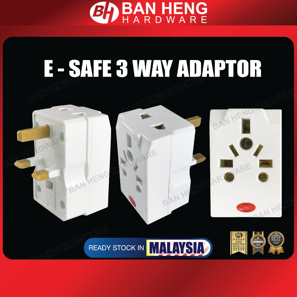 MULTI 3 Way 13A Multi Universal Socket Adaptor Travel Extension Plug ...