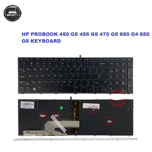 HP PROBOOK 450 G5 455 G5 470 G5 650 G4 650 G5 KEYBOARD black silver ...