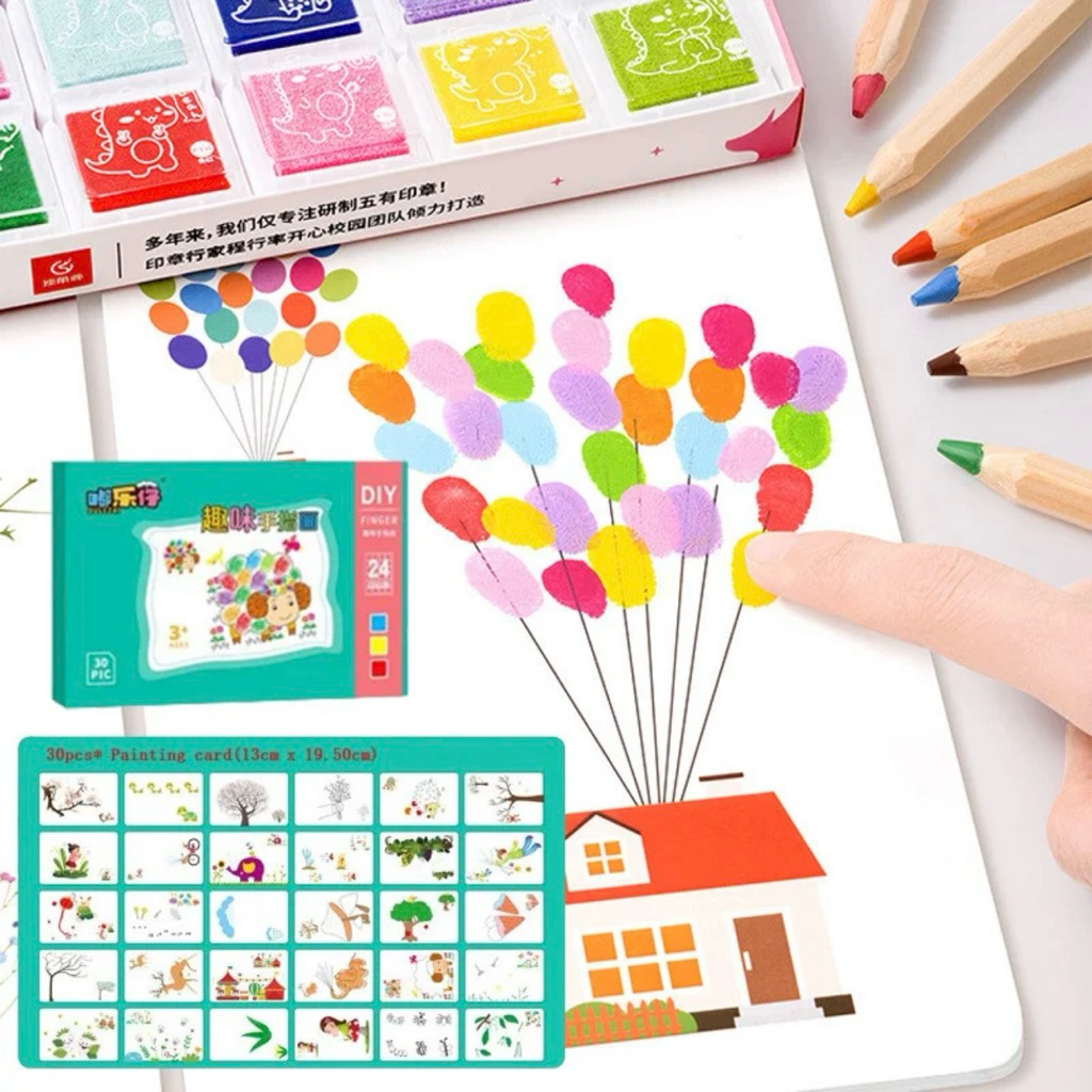 Finger Painting Art Set 12&24 Colors Washable Kid Creative Coloring ...